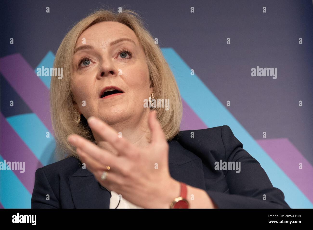 Liz Truss gives a speech on the economy at the Institute for Government ...
