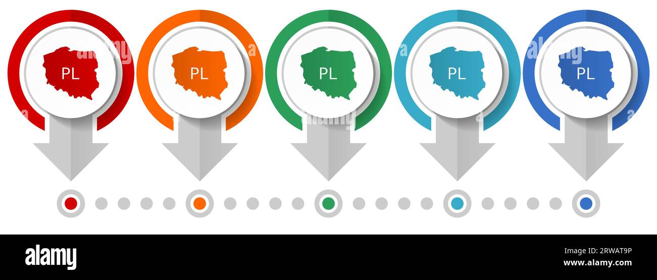 Map of Poland vector icon set, flat design infographic template, set ...