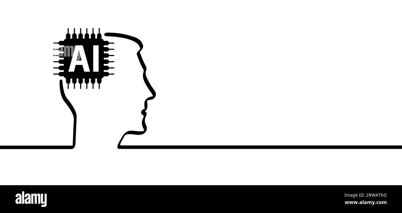 Artificial intelligence AI pictogram. Technology related to artificial ...