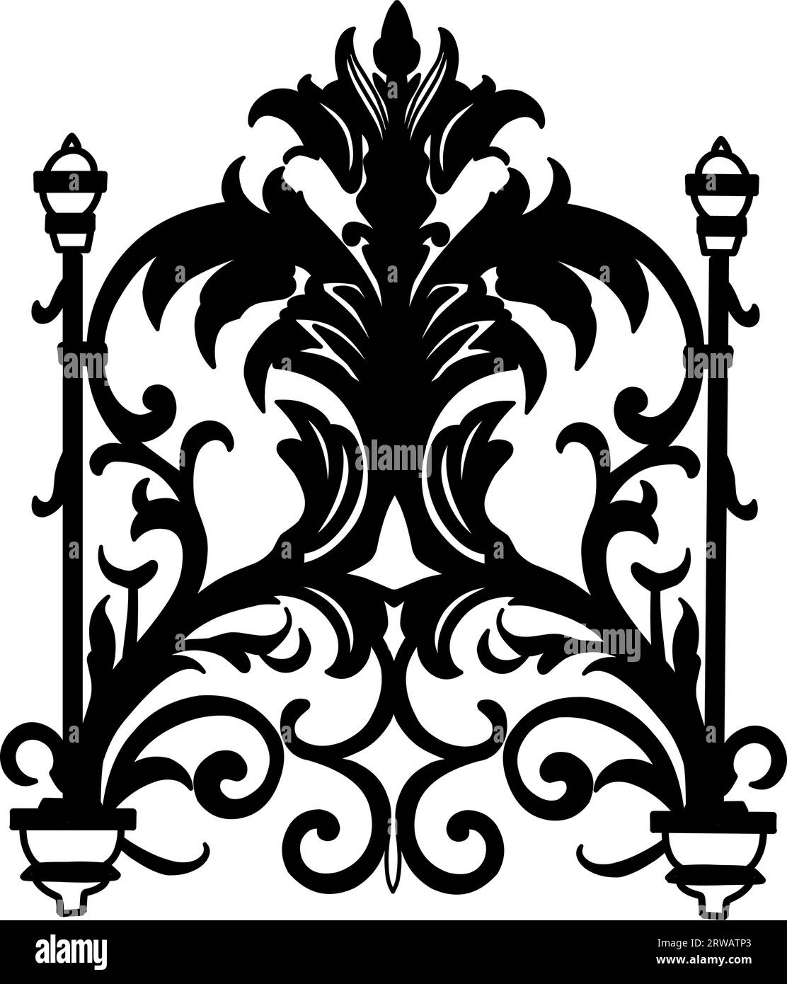 Sketch of forged metal gates. Artistic forging double-leaf garden doors ...