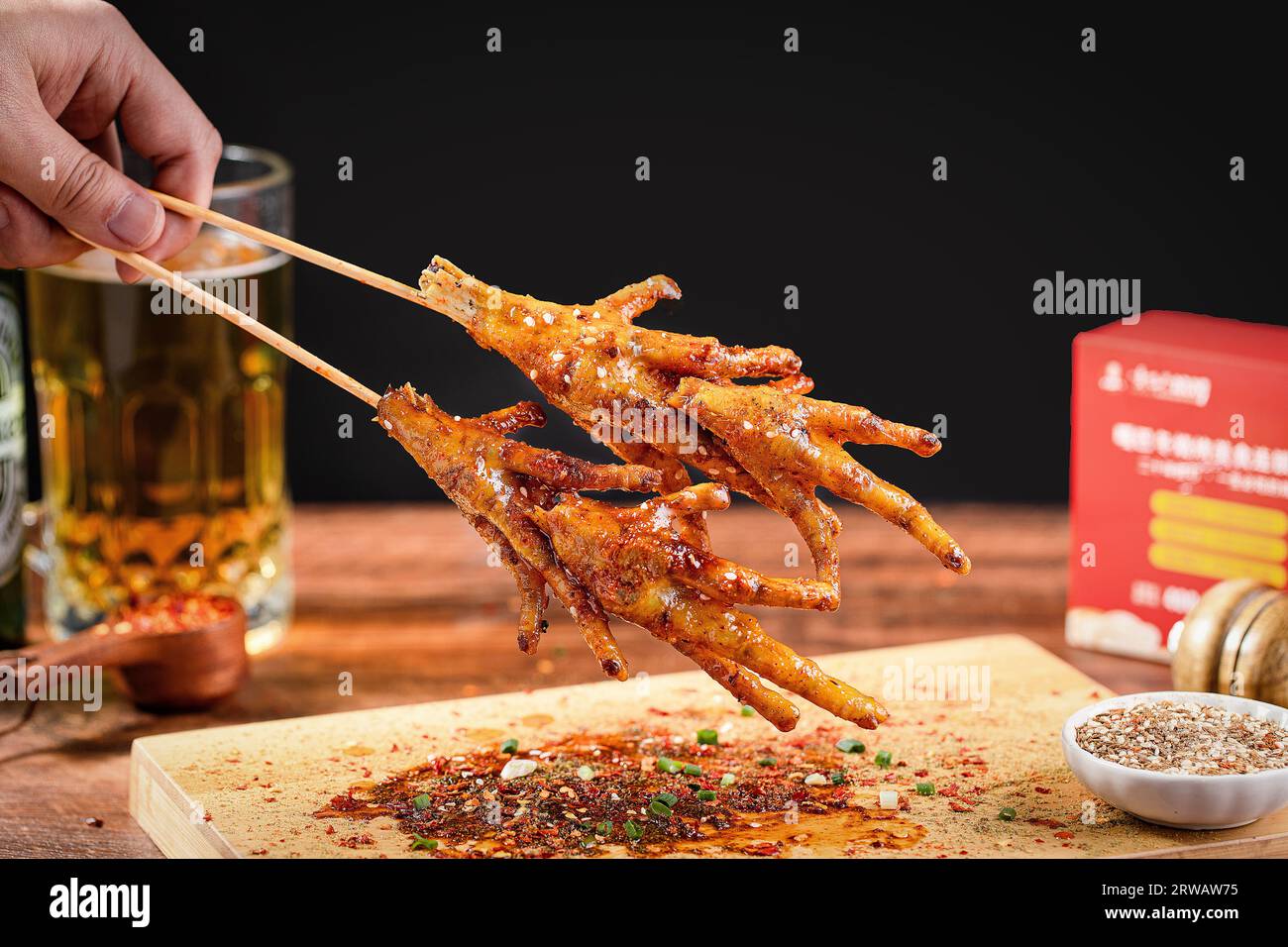 Charcoal-grilled Hot and Spicy Chicken Feet, Shashlik. Kebab Stock ...