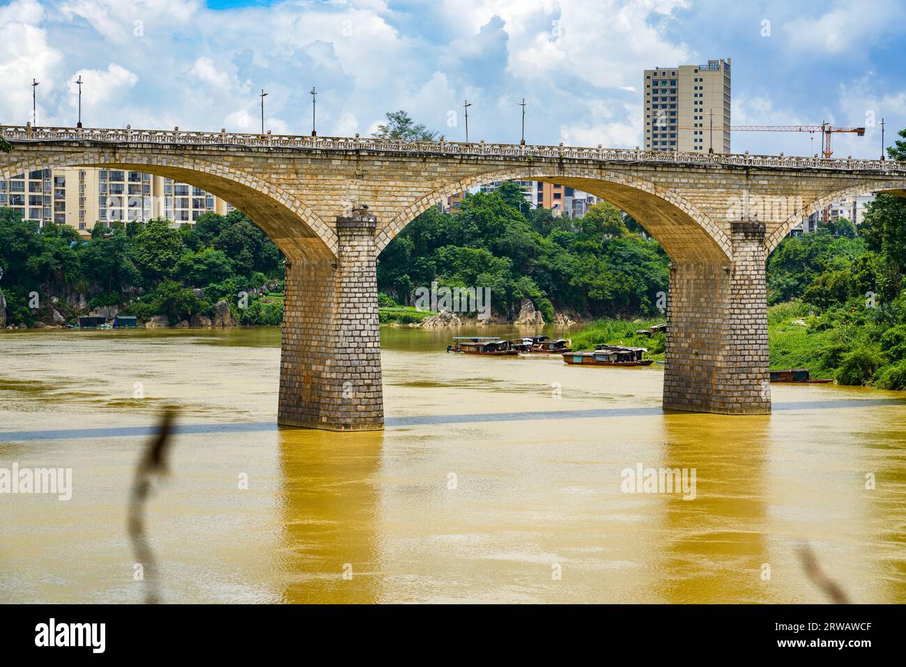 A highway cross-river bridge in Longzhou, Guangxi, China Stock Photo ...