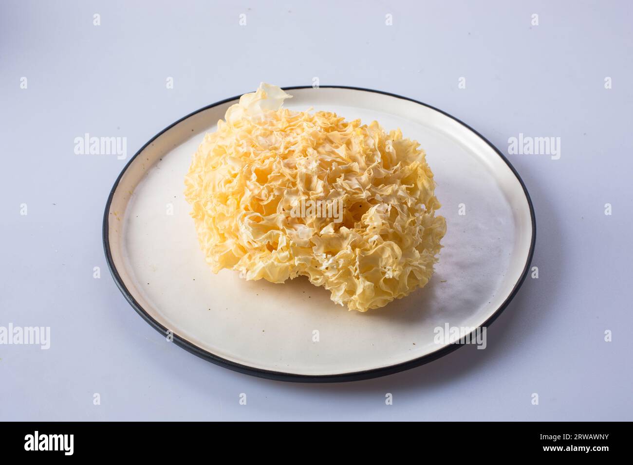 Fresh white fungus (Tremella fuciformis) on a bamboo background Stock ...