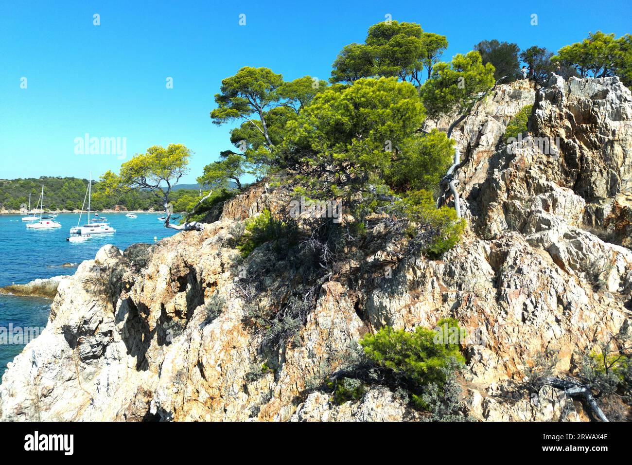 Aerial Photo of a rocky cliff by Plage de l'Estagnol in the Var ...