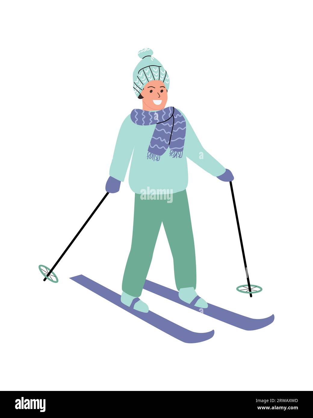 happy man skiing vector illustration isolated Stock Vector Image & Art ...