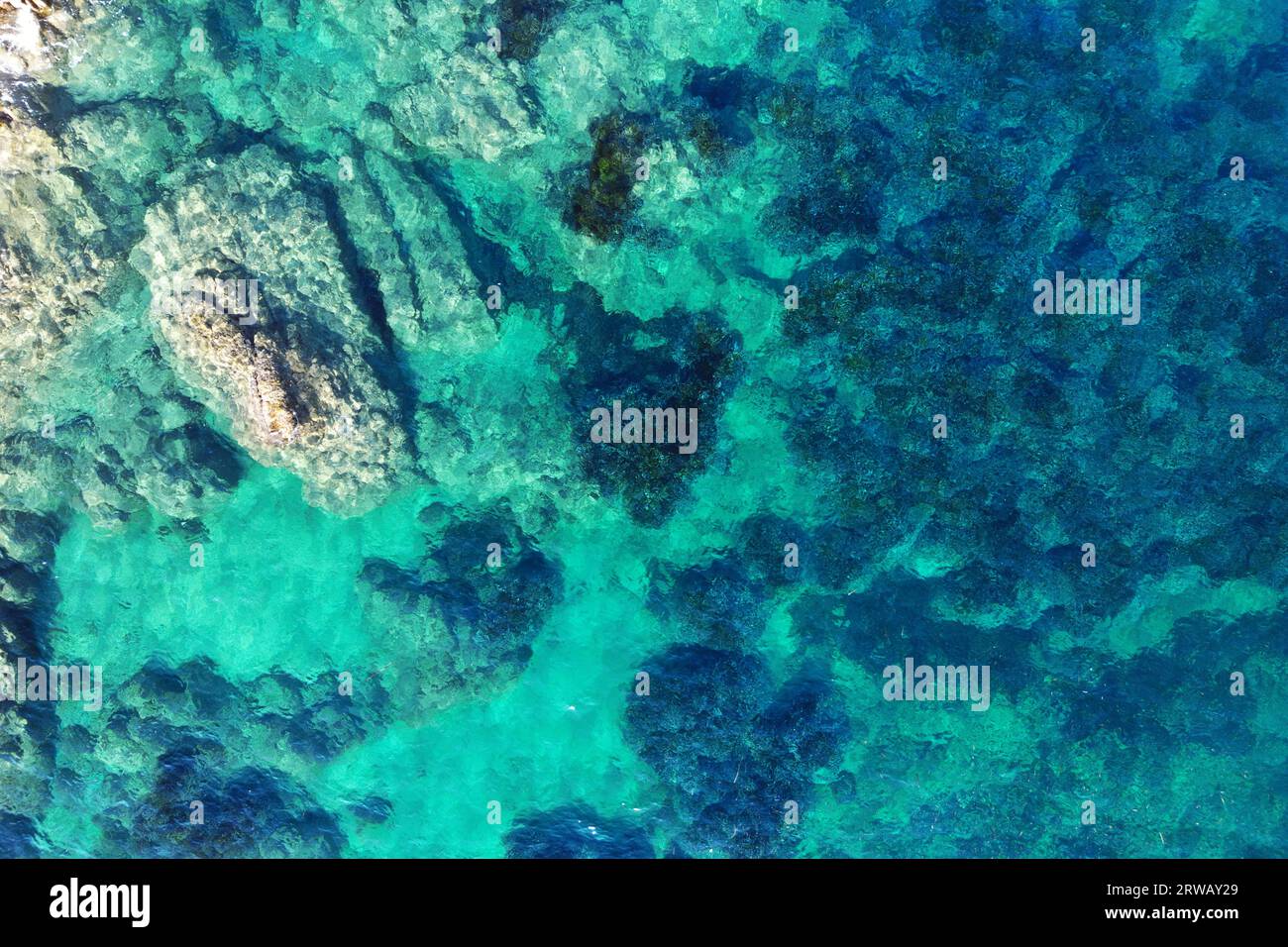 Drone photo of the sea off the coast of Les Issambres in in the Var ...