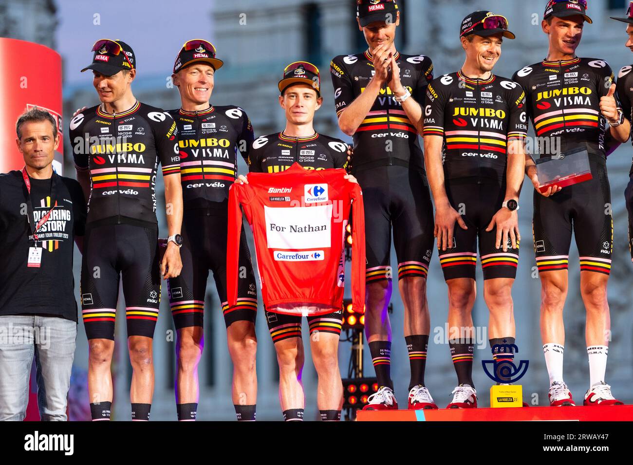 The Jumbo Visma Team (from L to R) Wilco Kelderman, Robert Gesink ...
