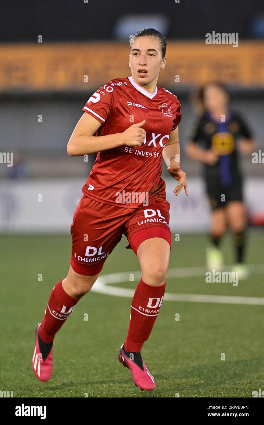 Zulte, Belgium. 13th Sep, 2023. Lena Hubaut (8) of Zulte-Waregem ...