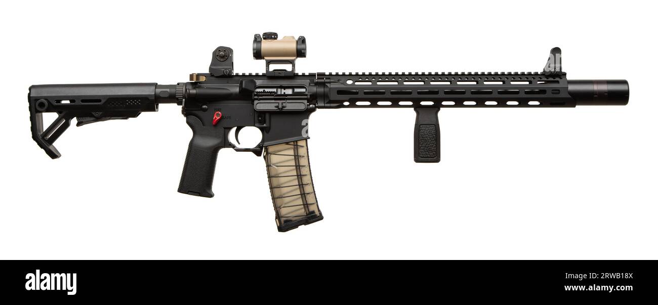 Modern automatic rifle isolated on white background. Weapons for police ...