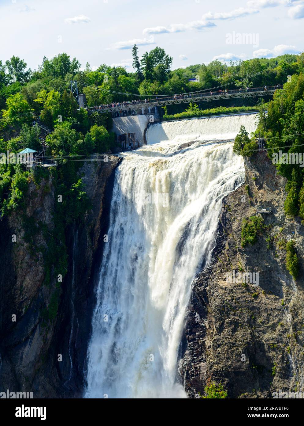 Bridge over a waterfall Stock Photo - Alamy