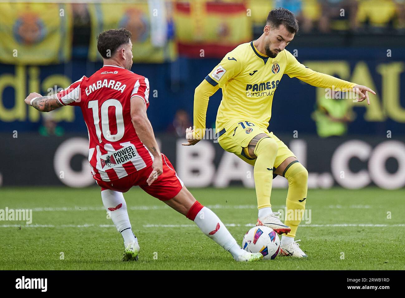 Alex Baena of Villarreal CF, Adrian Embarba of UD Almeria during the La ...