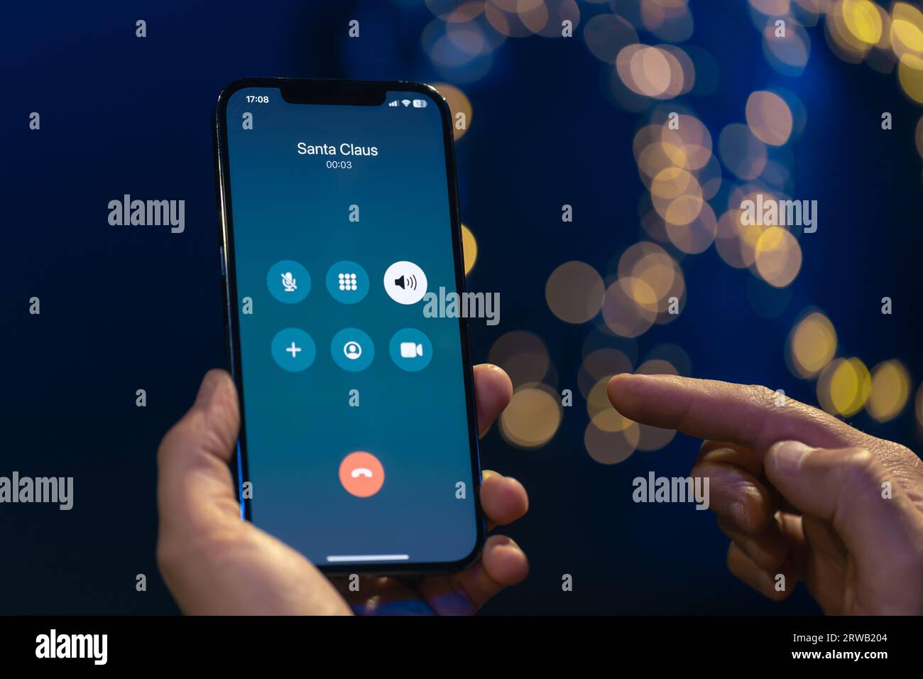 Christmas incoming call screen from Santa Claus Stock Photo - Alamy