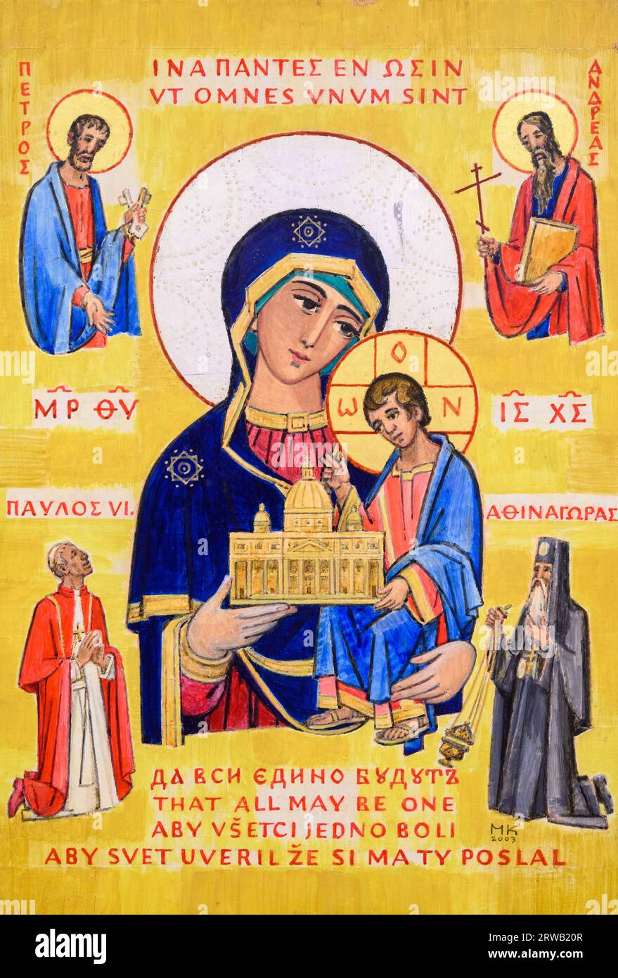 Icon of the Mother of Unity – Apostles Peter and Andrew, Pope Paul VI ...