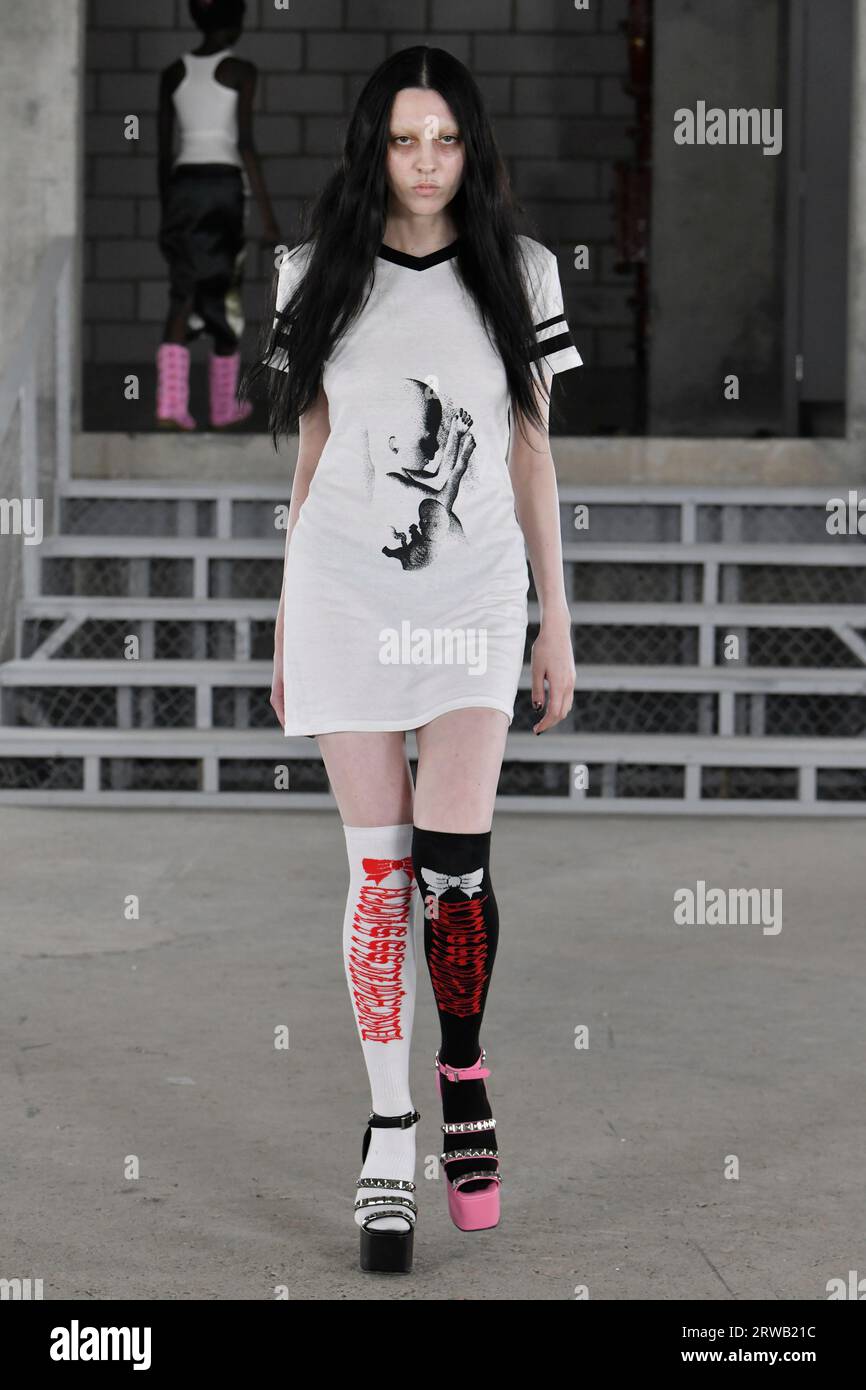 A model walks on the runway at the Ashley Williams fashion show during ...