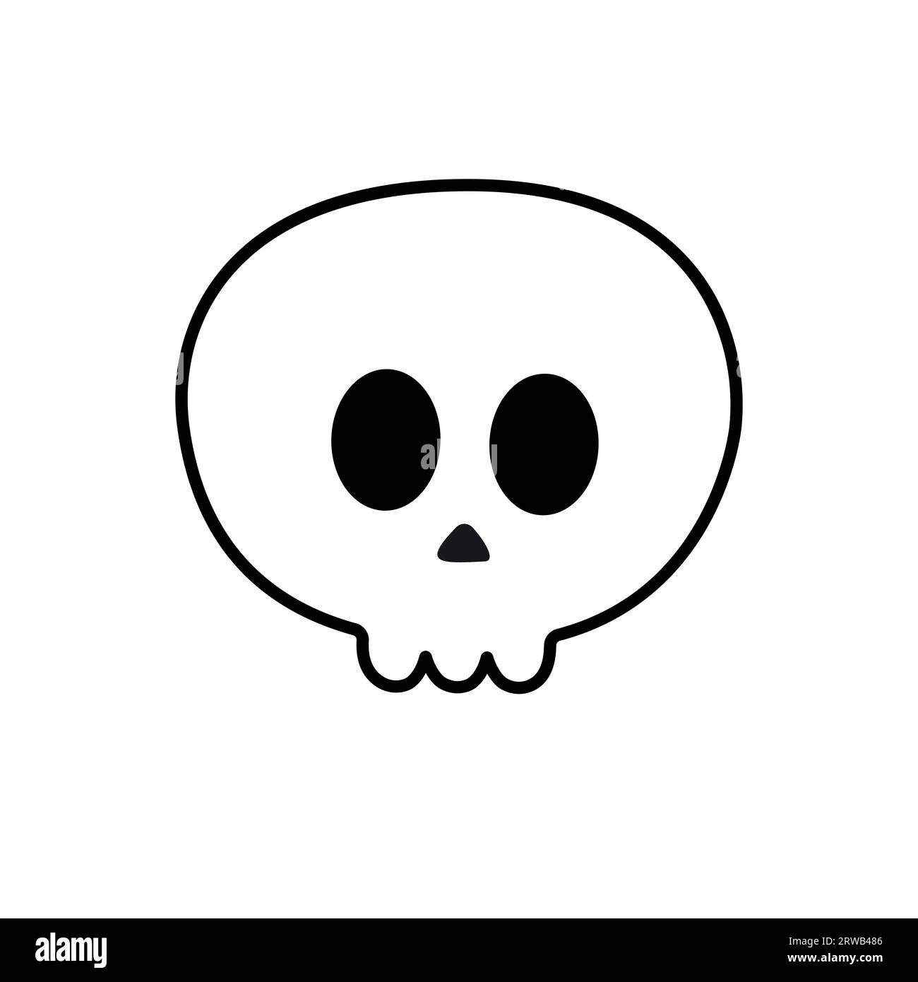 Vector retro groovy cartoon outline skull isolated on white background ...