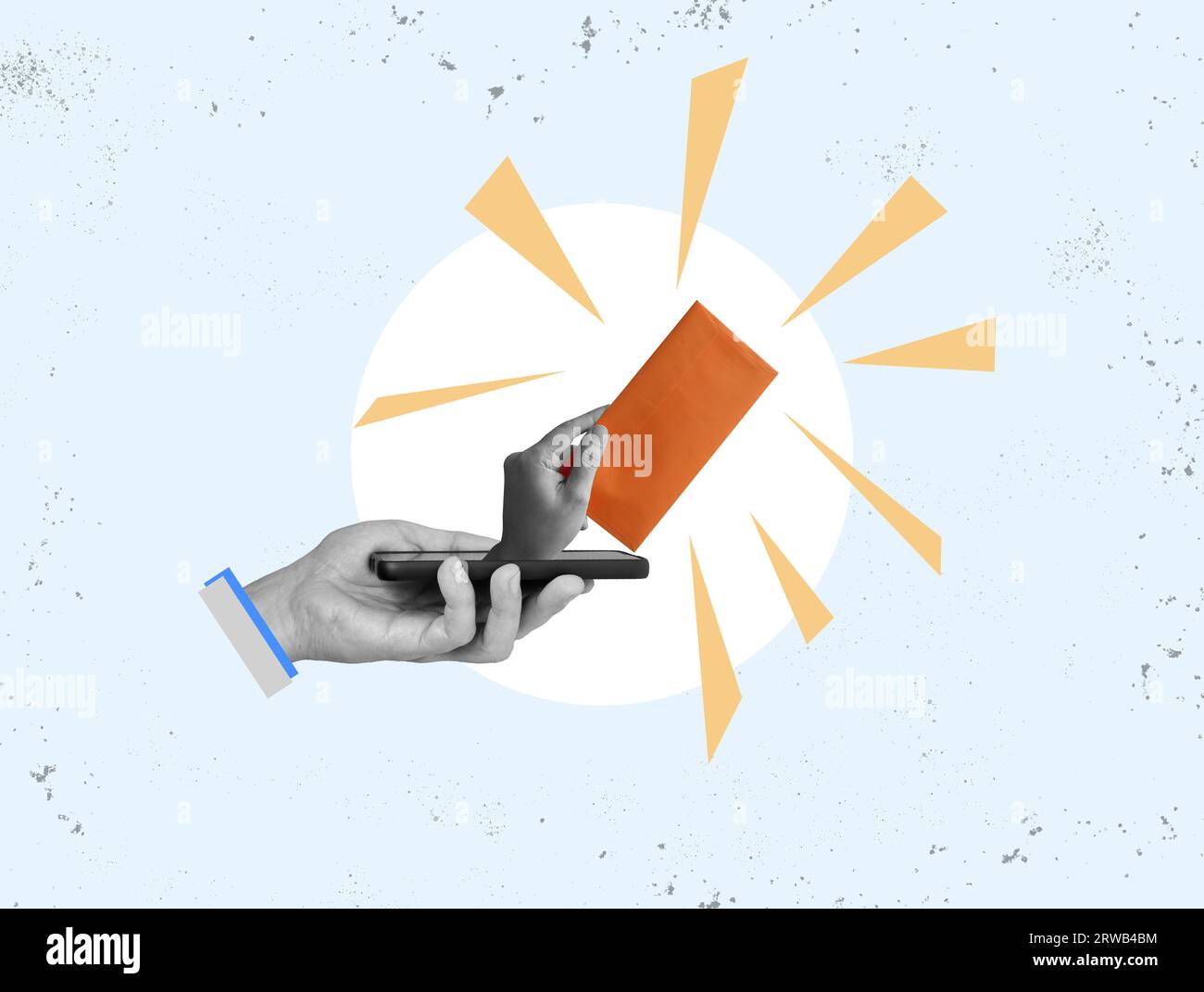 Collage with hand holding a letter and a smartphone as a symbol of ...