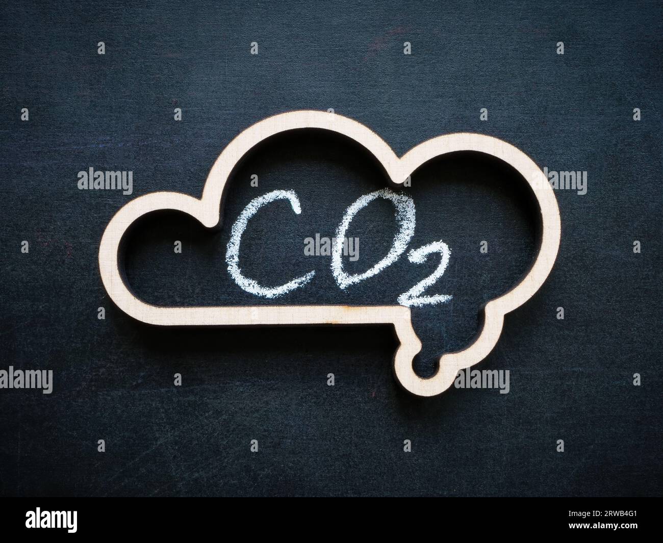 Wooden outline of cloud and the inscription co2 as a symbol of air ...