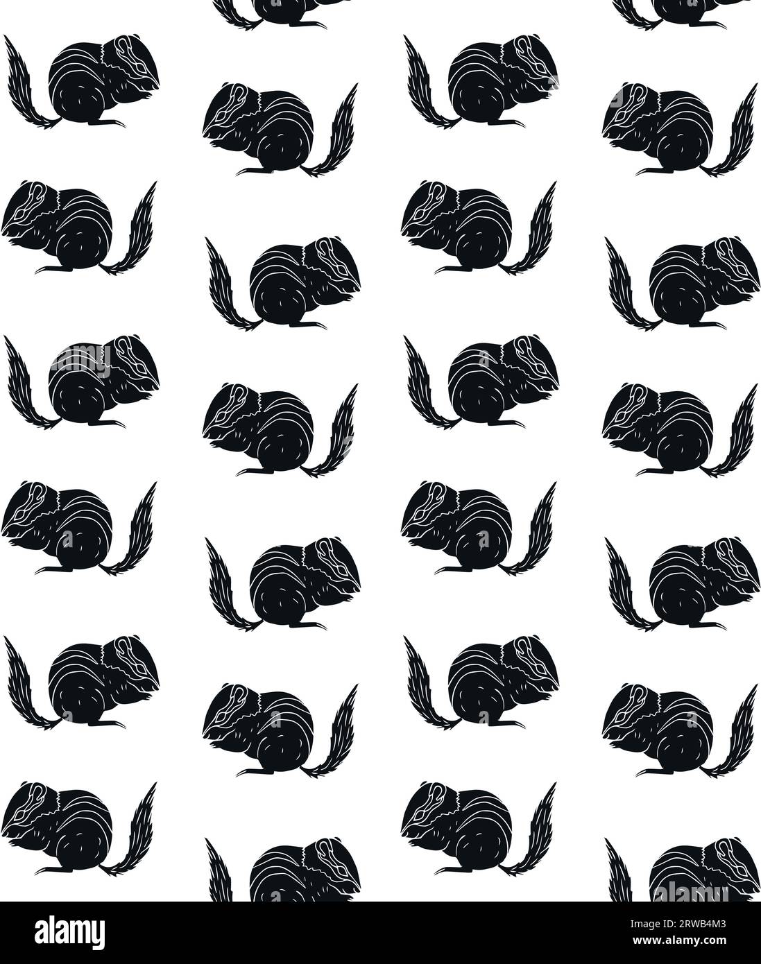 Vector seamless pattern of hand drawn doodle sketch black chipmunk ...