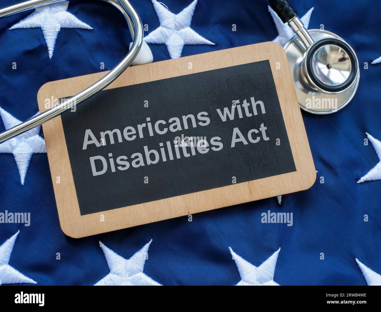 Sign with the inscription Americans with Disabilities Act ADA on the US ...