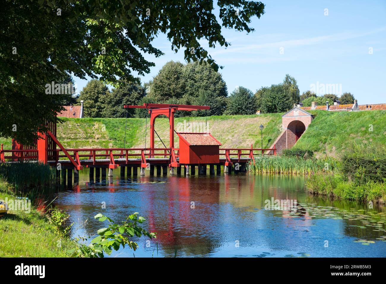 the typican red color of the bridges in bourtange in the netherlands, a ...