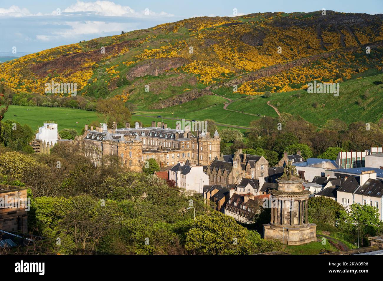 City of Edinburgh in Scotland, UK. Landscape with Holyrood Palace ...