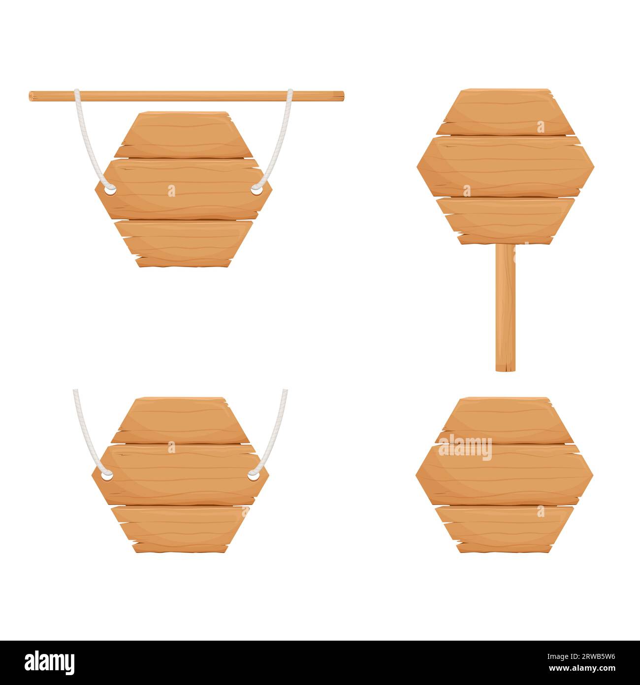 Wooden banners, set of information boards, templates of billboards ...