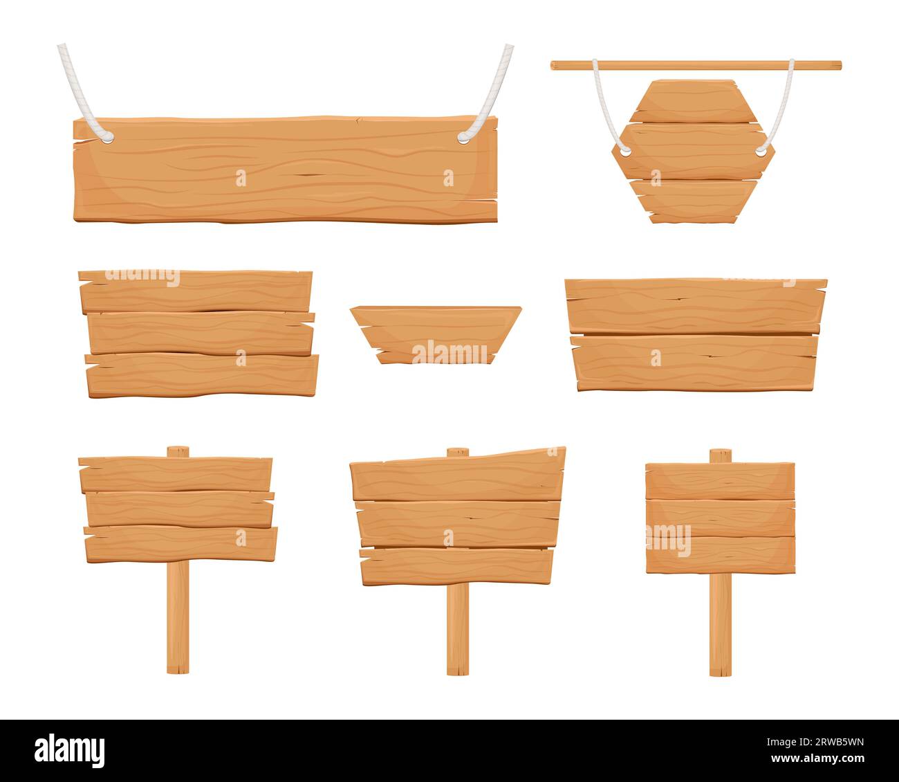 Wooden banners, set of information boards, templates of billboards ...