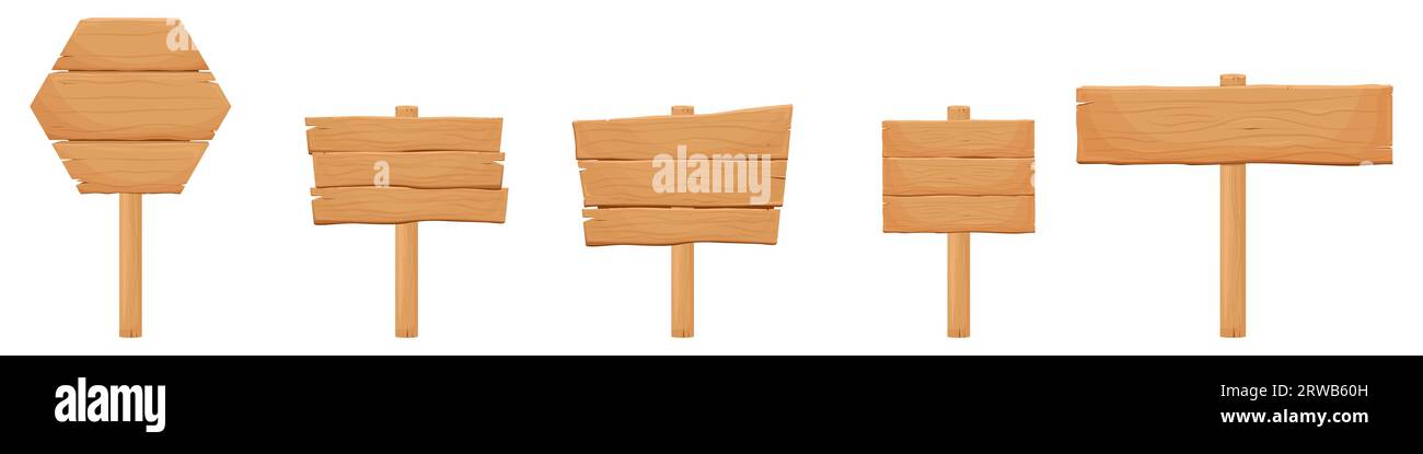 Wooden banners, set of information boards, templates of billboards ...