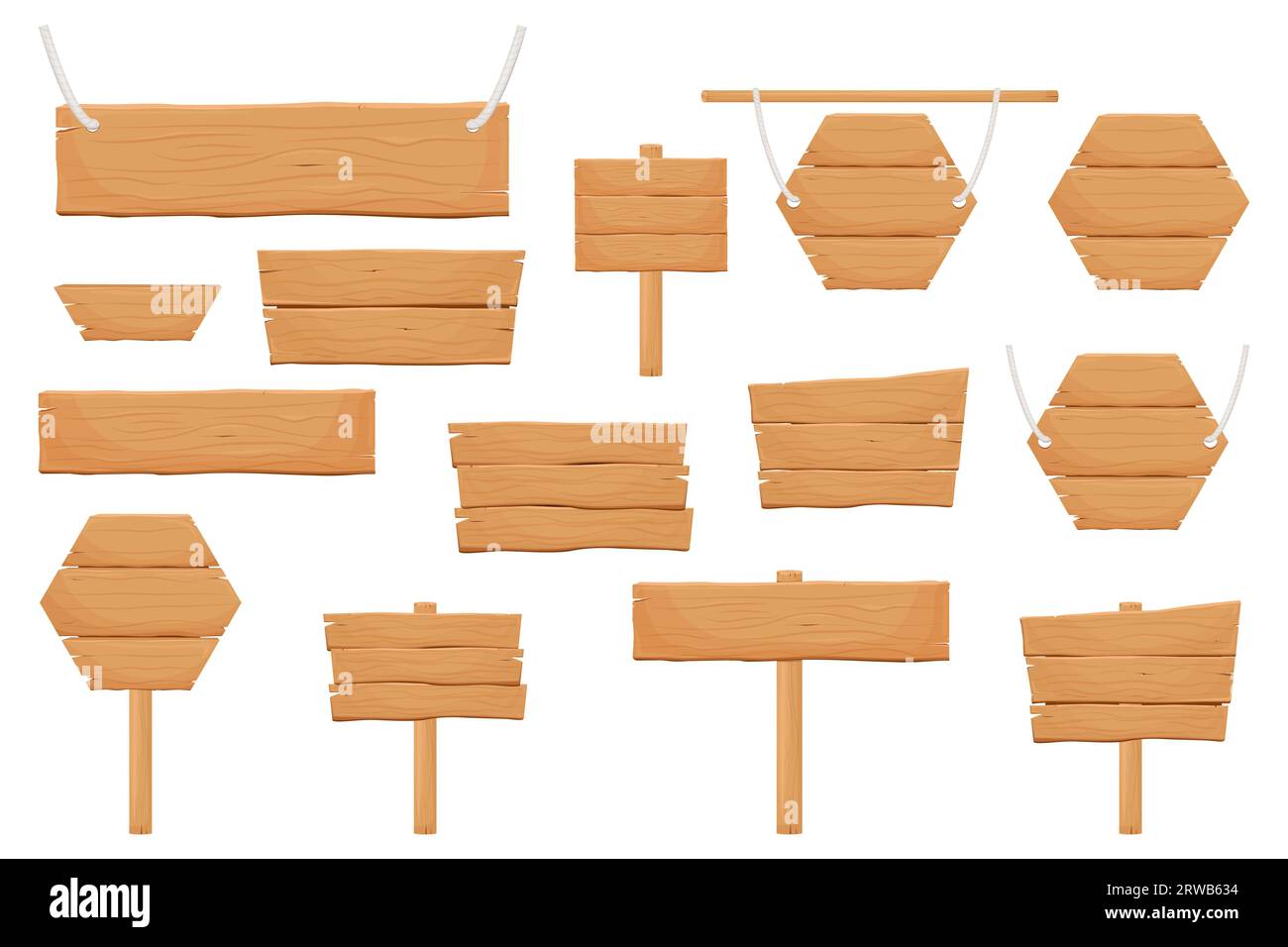 Set of Wooden banners, Textured templates of billboards, rustic ...