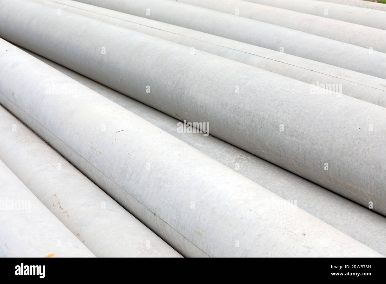 Close-up photos of cement prefabricated pipes Stock Photo - Alamy