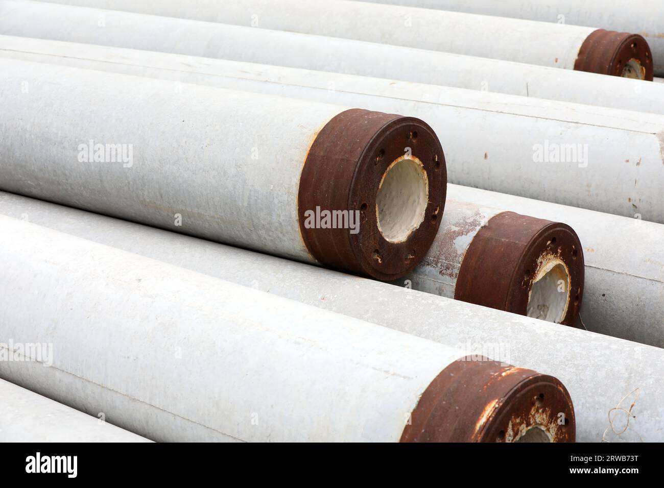 Close-up photos of cement prefabricated pipes Stock Photo - Alamy