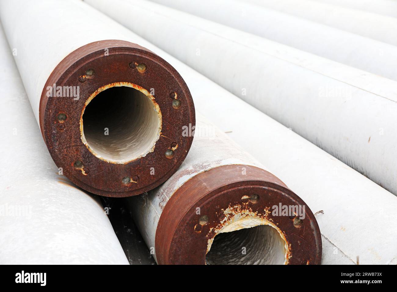 Close-up photos of cement prefabricated pipes Stock Photo - Alamy