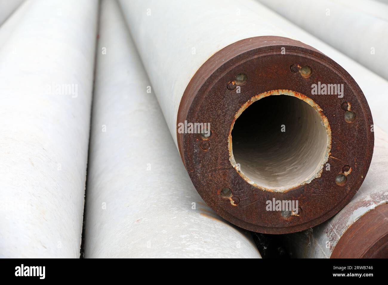 Close-up photos of cement prefabricated pipes Stock Photo - Alamy