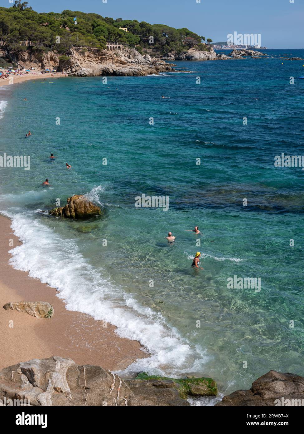 The beautiful coastline of Platja d'Aro, in Catalonia, Spain Stock ...