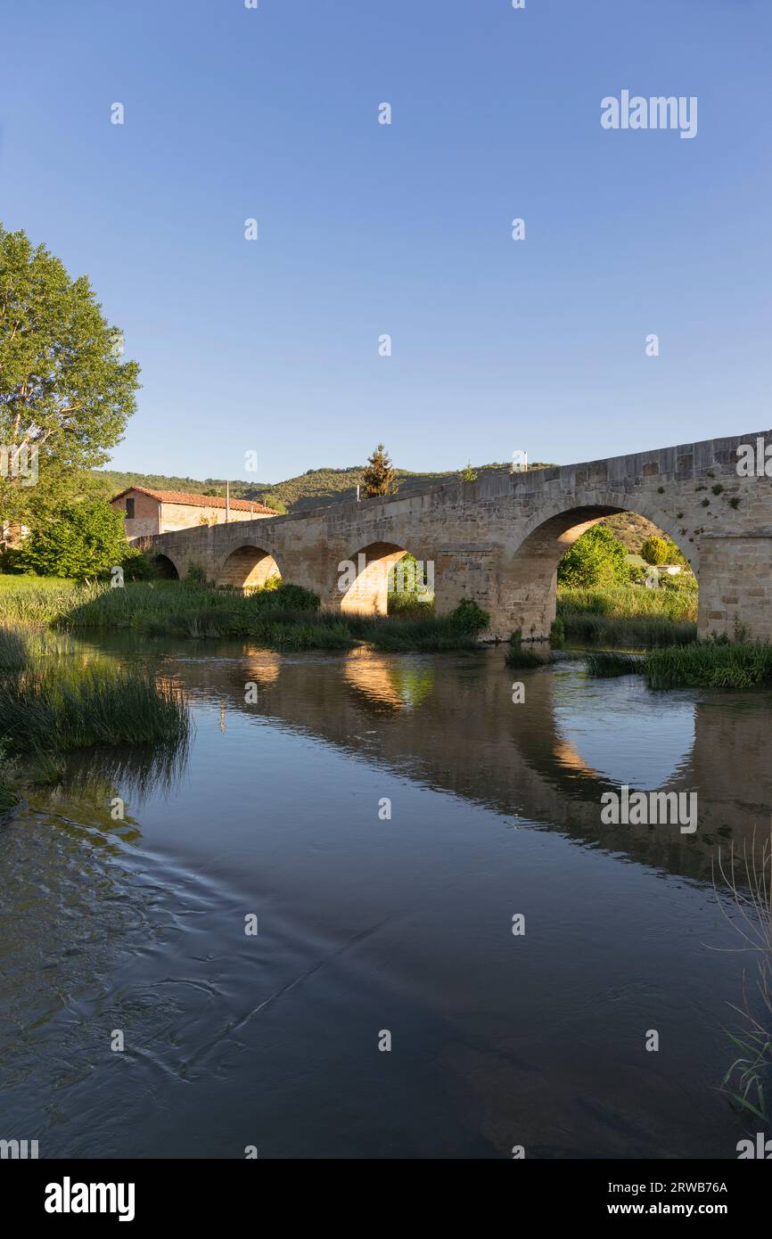 Europe, Spain, Basque Country, Arminon, The Ancient Bridge taking the ...