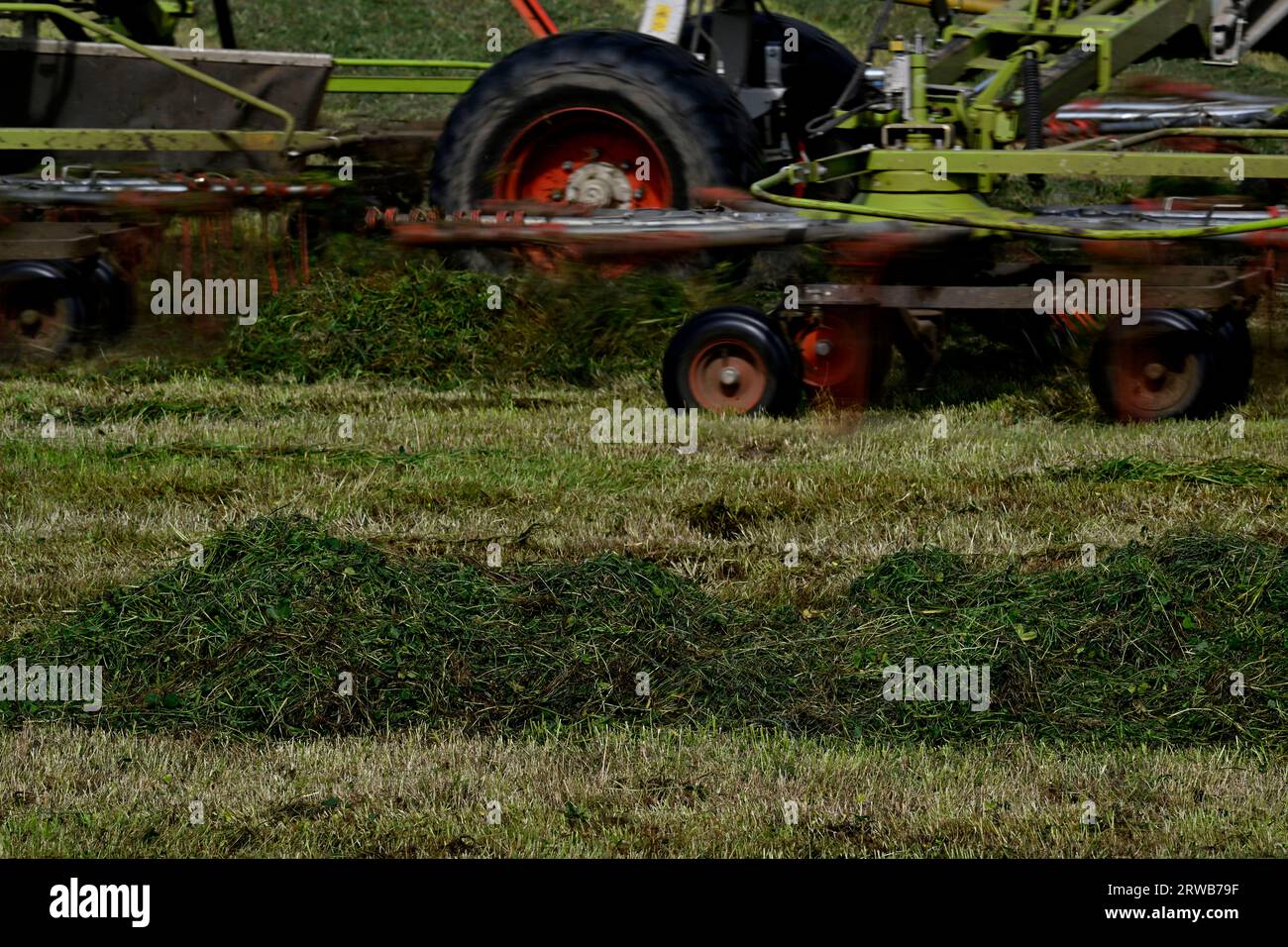 A slow shutter speed photo of the metal prongs that the tractor uses to ...