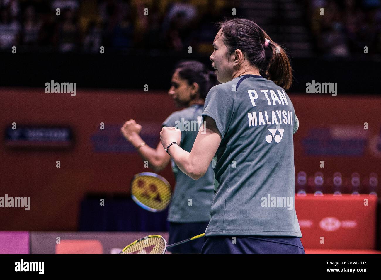 Pearly Tan, Thinaah Muralitharan of Malaysia play during the women's doubles final against ...