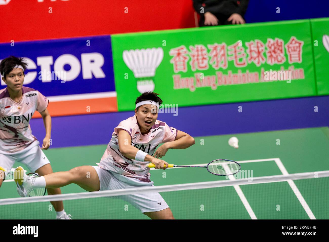 Apriyani Rahayu, Siti Fadia Silva Ramadhanti of Indonesia play during the women's doubles final ...