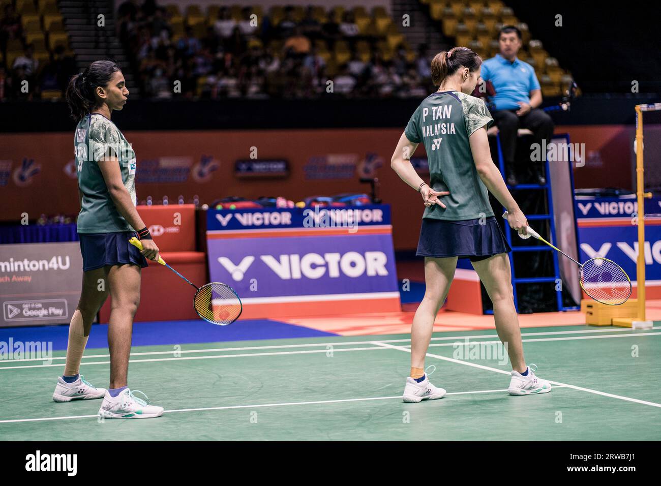 Pearly Tan, Thinaah Muralitharan of Malaysia play during the women's doubles final against ...