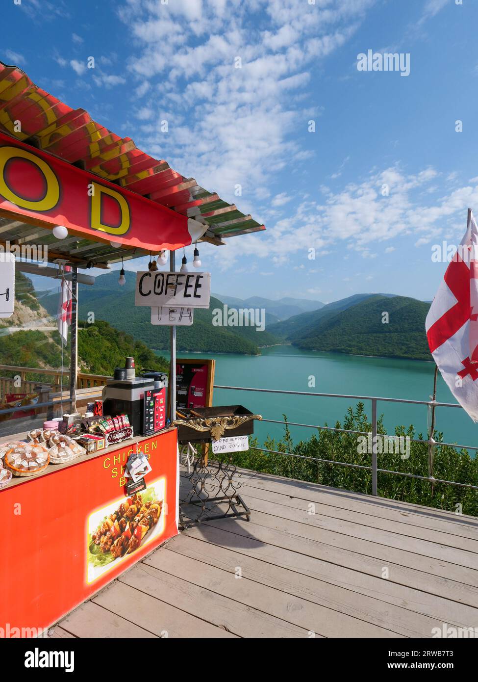 Coffee and sweets stand, Zhinvali Lake (Reservoir), Georgia Stock Photo ...