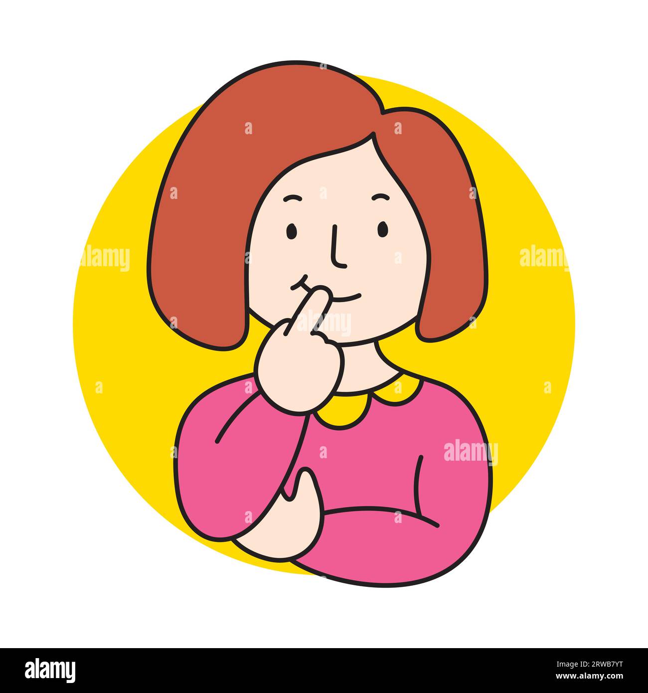 Girl with waiting sign. The yellow light shows signal. Vector ...