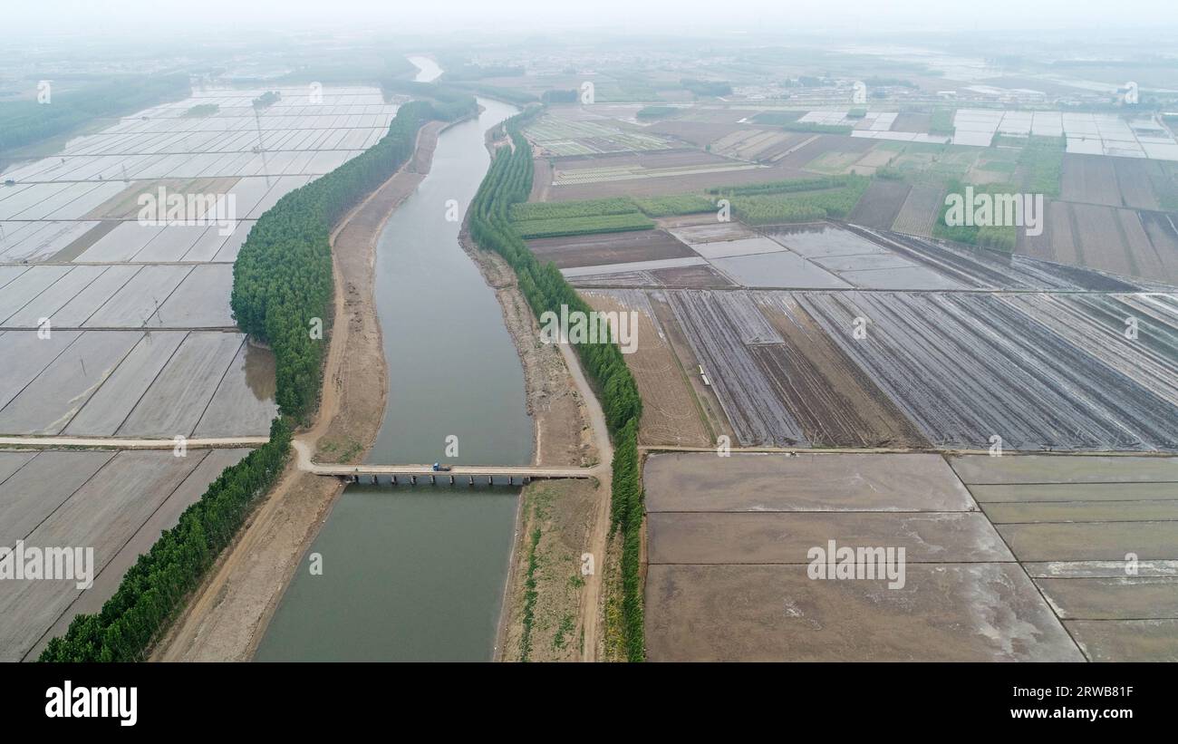 Canal natural scenery in the North China Plain Stock Photo - Alamy