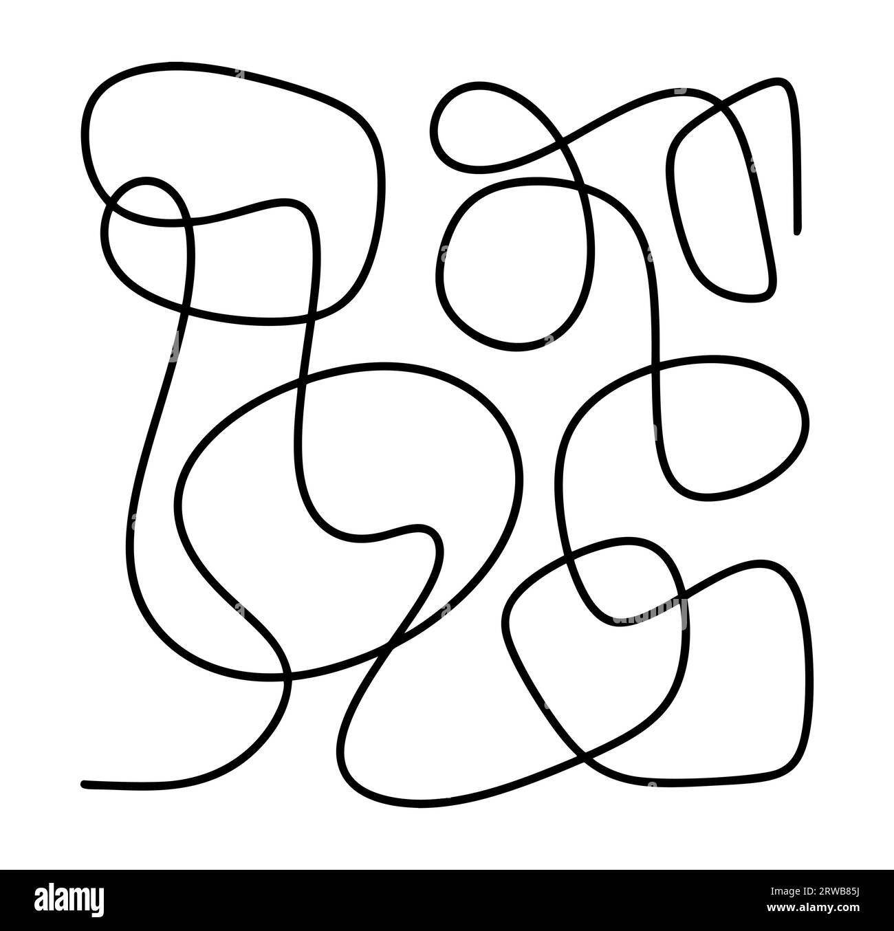 Continuous one line doodles drawing. Mid century modern minimalist art ...