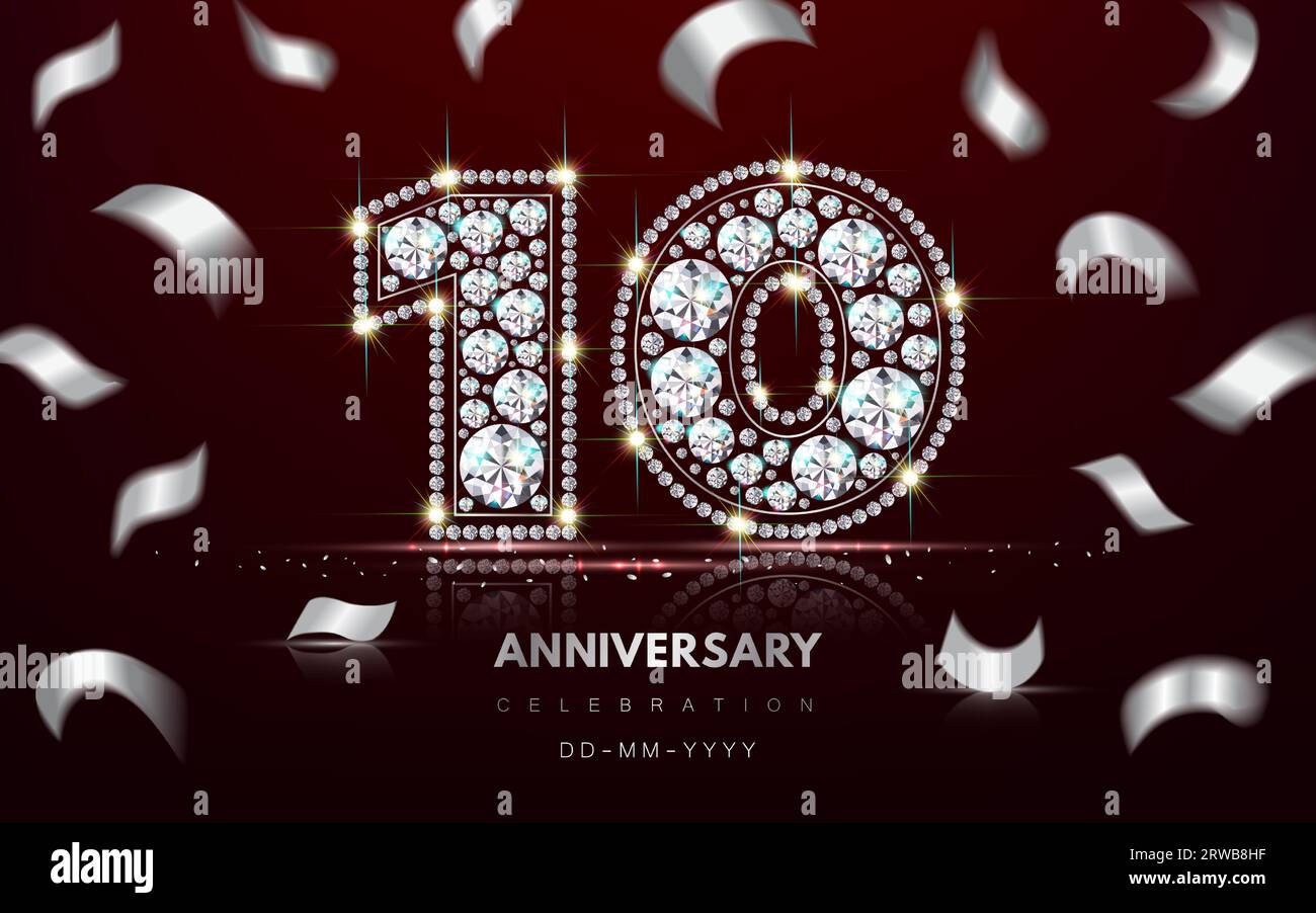 Birthday 10th Anniversary Banner made of Diamond Jewelry and Serpentine ...