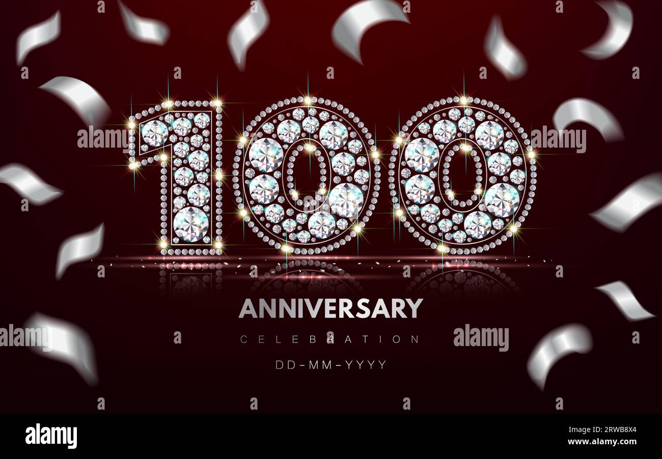 Birthday 100th Anniversary Banner made of Diamond Jewelry and ...