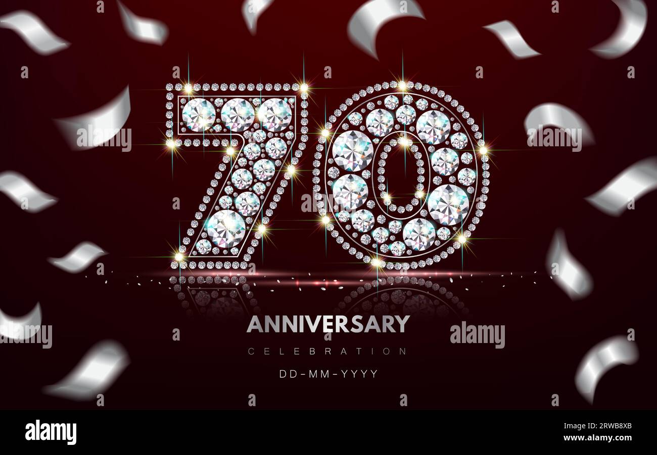 Birthday 70th Anniversary Banner made of Diamond Jewelry and Serpentine ...