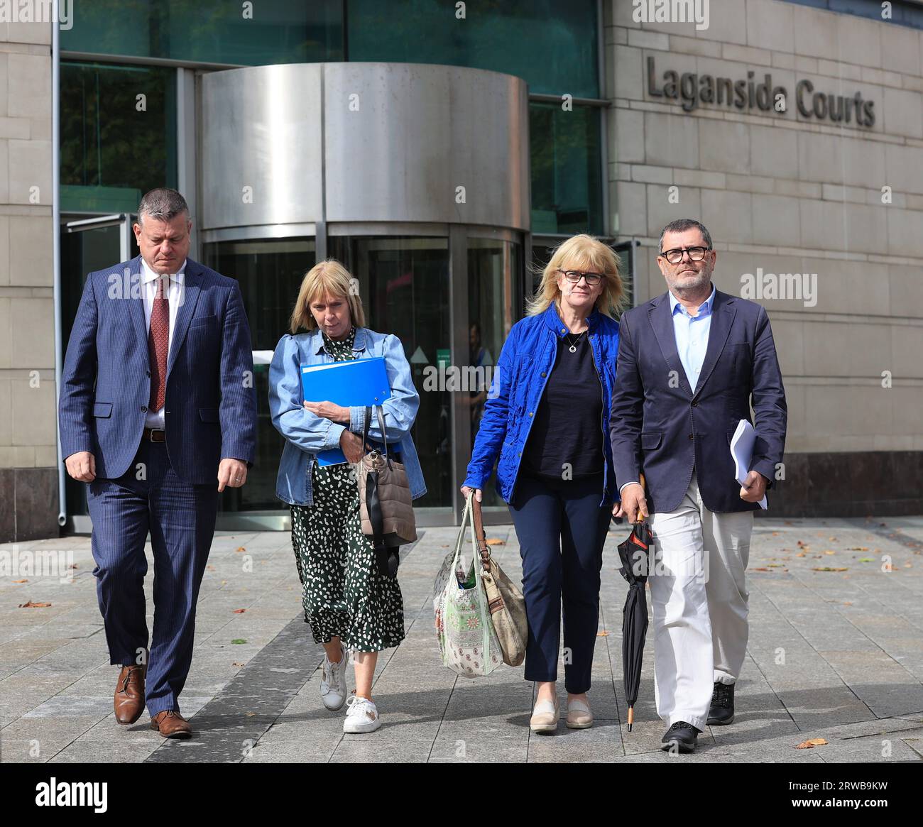 (left to right) Solicitor Niall Murphy, with clients Caoimhe Hanna and ...