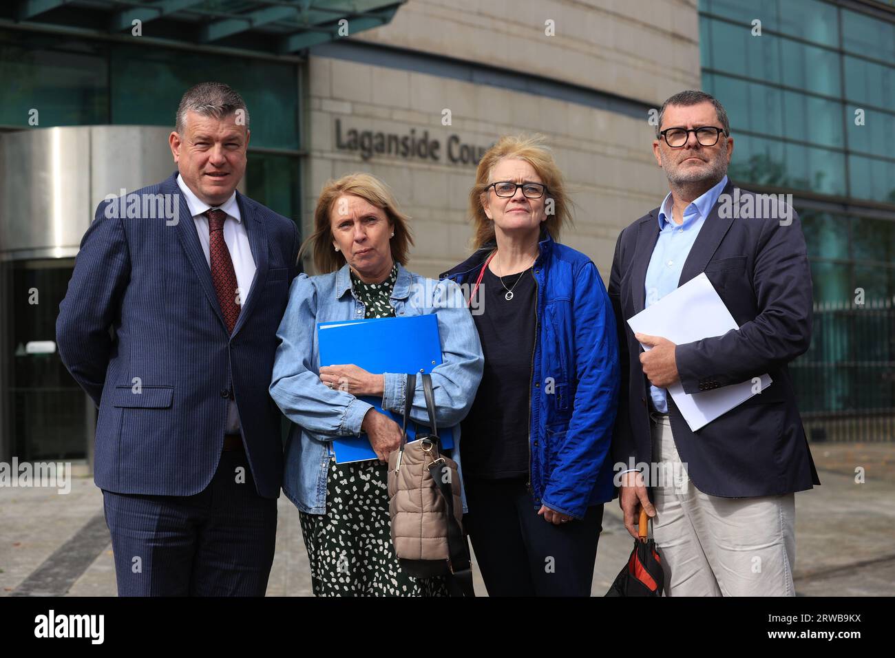 (left to right) Solicitor Niall Murphy, with clients Caoimhe Hanna and ...