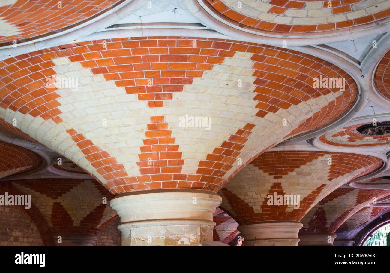 Close-up of the Victorian red brick and buff terra-cotta tiles at ...