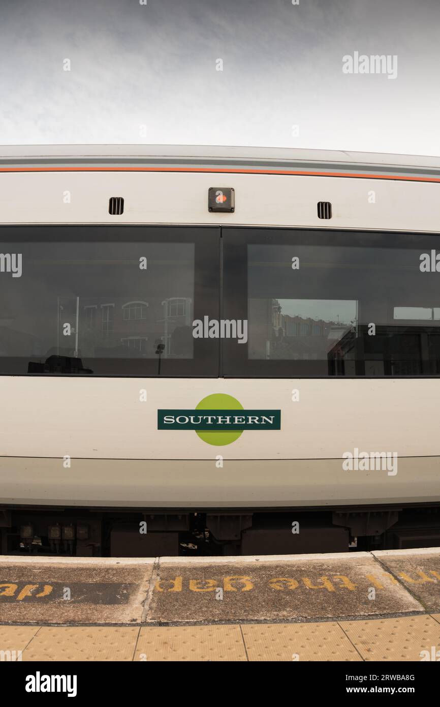 Close-up of a Southern Rail railway carriage and logo Stock Photo - Alamy